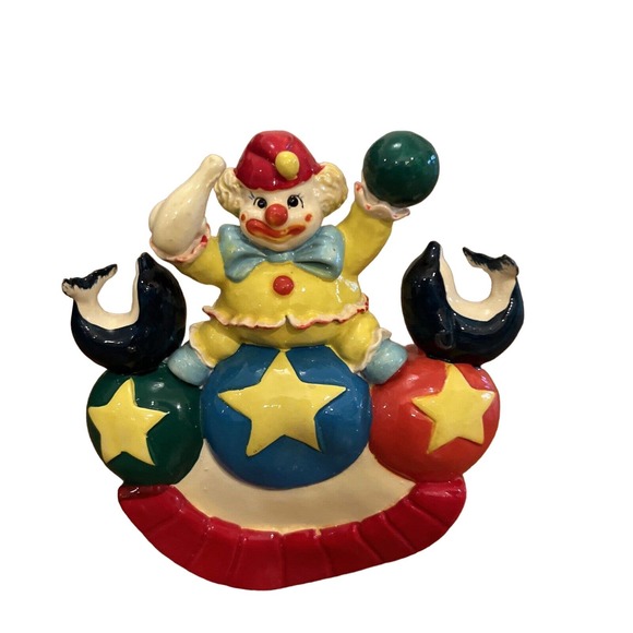Clown | Accents | Vtg Multi Colored Rocking Clown Wseals Music Box ...